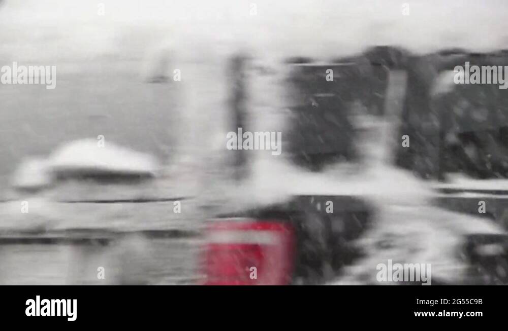 Blizzard and snow storm scenes from Canadian cold winter in Ontario ...