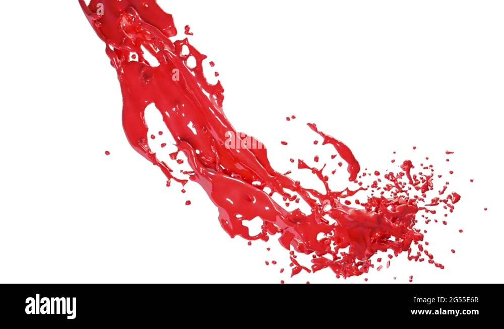 red paint forming a circle on clear white background. alpha matte, full ...