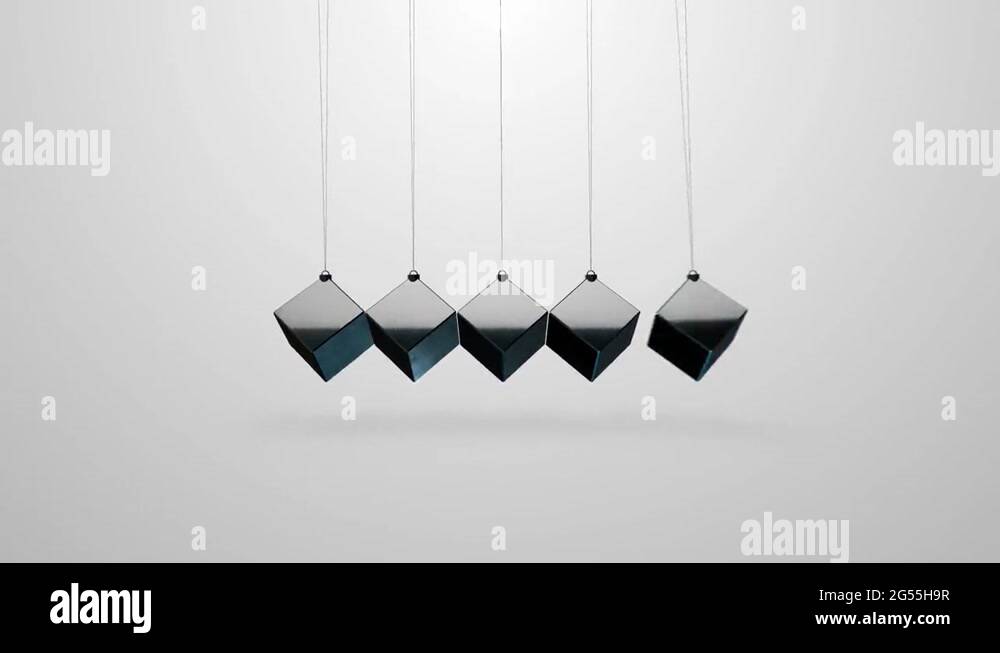 Modified Newton's cradle with swinging cubes instead of spheres Stock ...