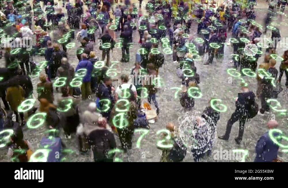 Mobile devices emitting data in a crowd of people Stock Video Footage ...