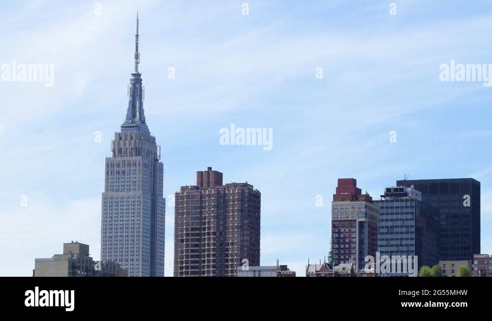 day light sky empire state building view 4k time lpase from new york ...