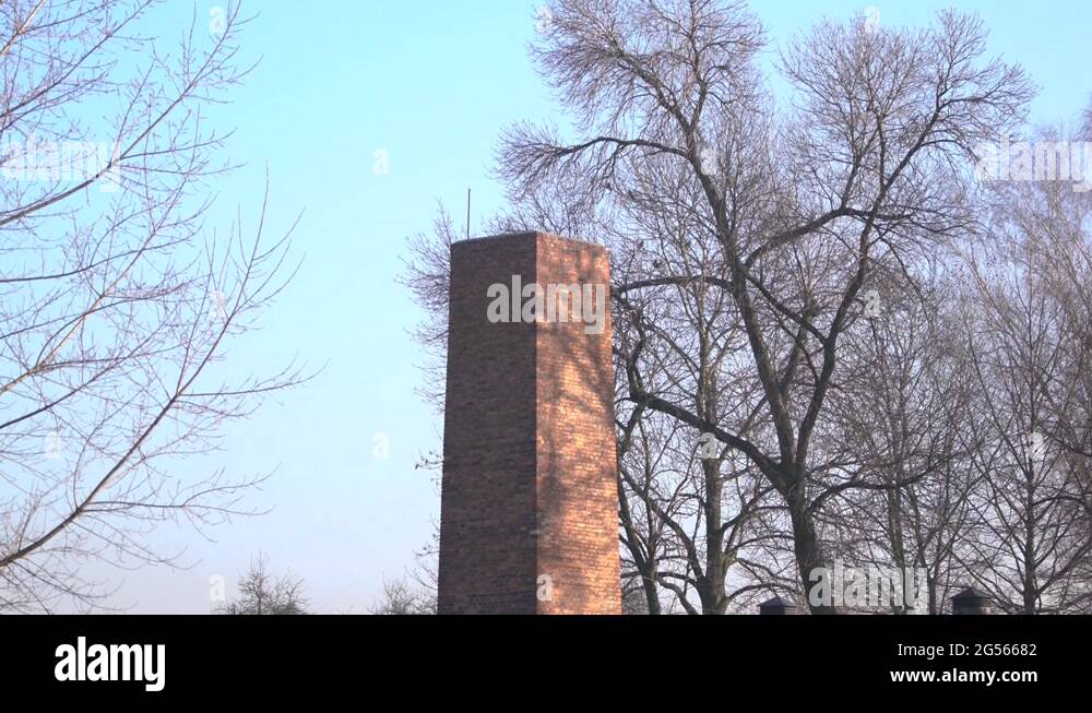 Tilt down of gas chamber in Auschwitz-Birkenau Stock Video Footage - Alamy