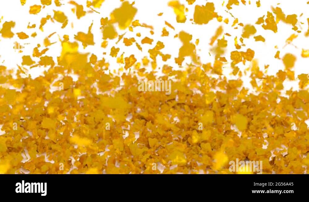 Animated falling realistic gold flakes against white background 2 Stock ...