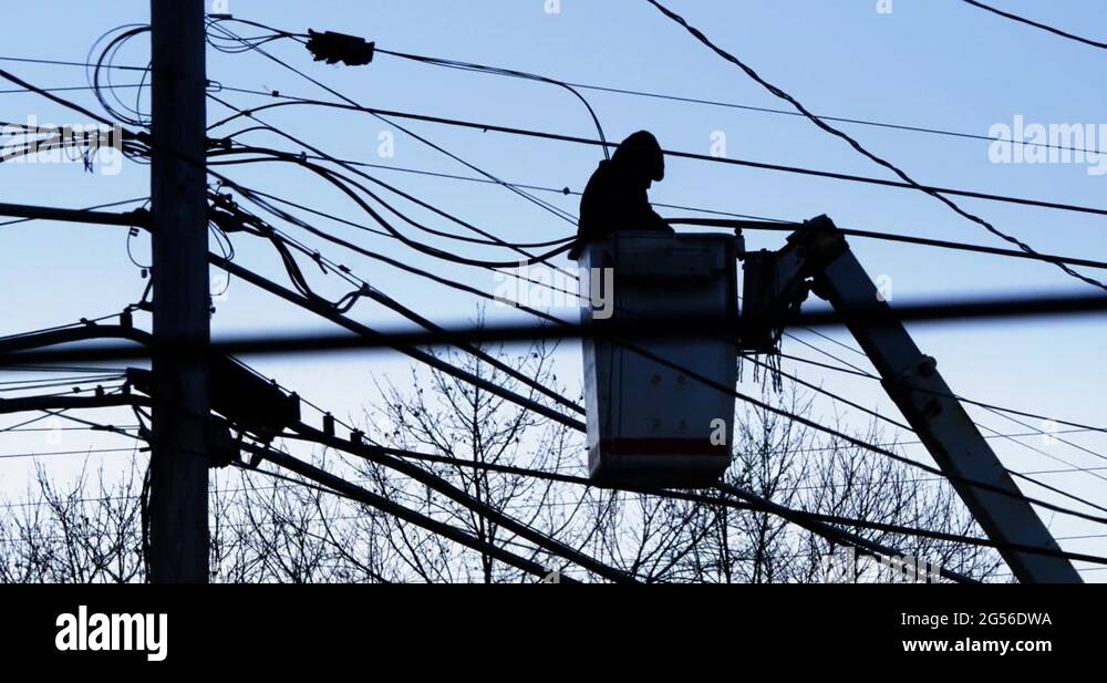 Telephone pole worker silhouette Stock Videos & Footage - HD and 4K ...