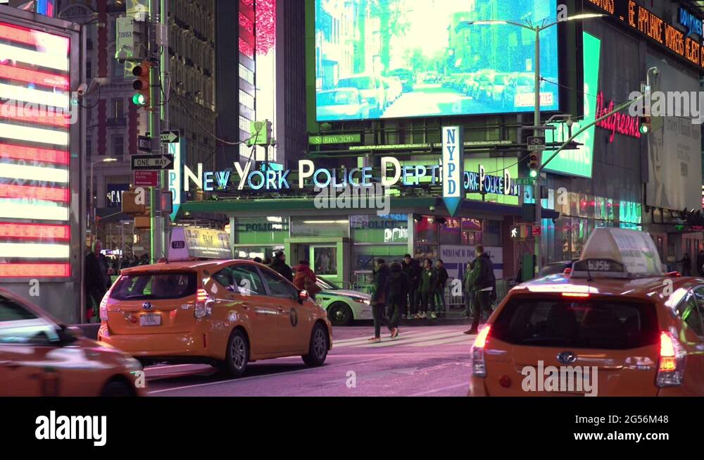 New York City Police Department in downtown Times Square 4k Stock Video ...