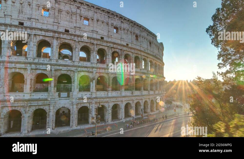 Amphitheater Colosseum view at sunset timelapse top view Stock Video ...