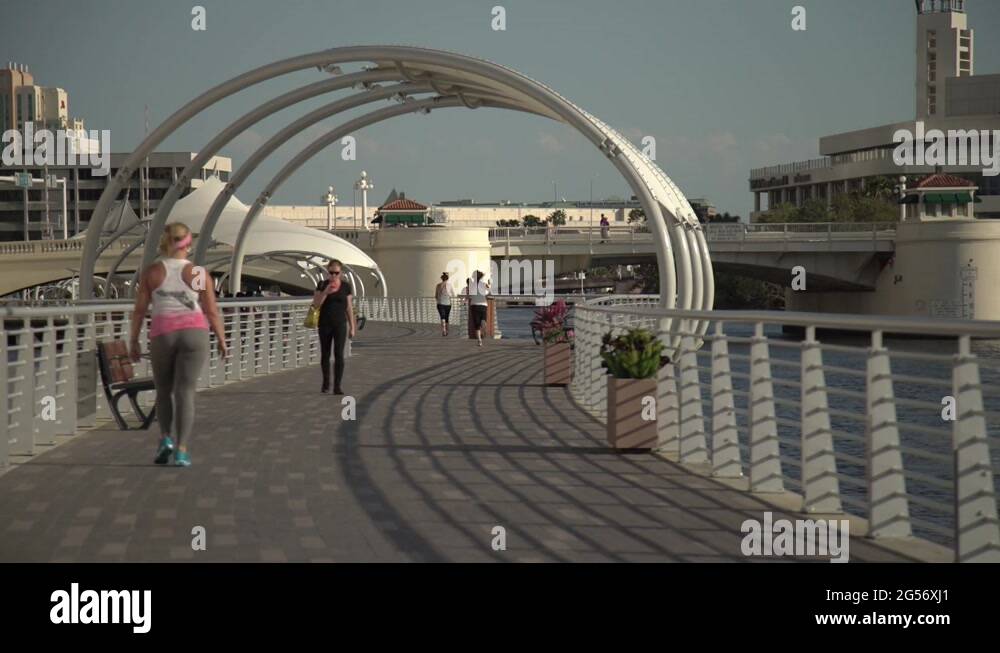 Women jogging on Tampa Riverwalk Stock Video Footage - Alamy