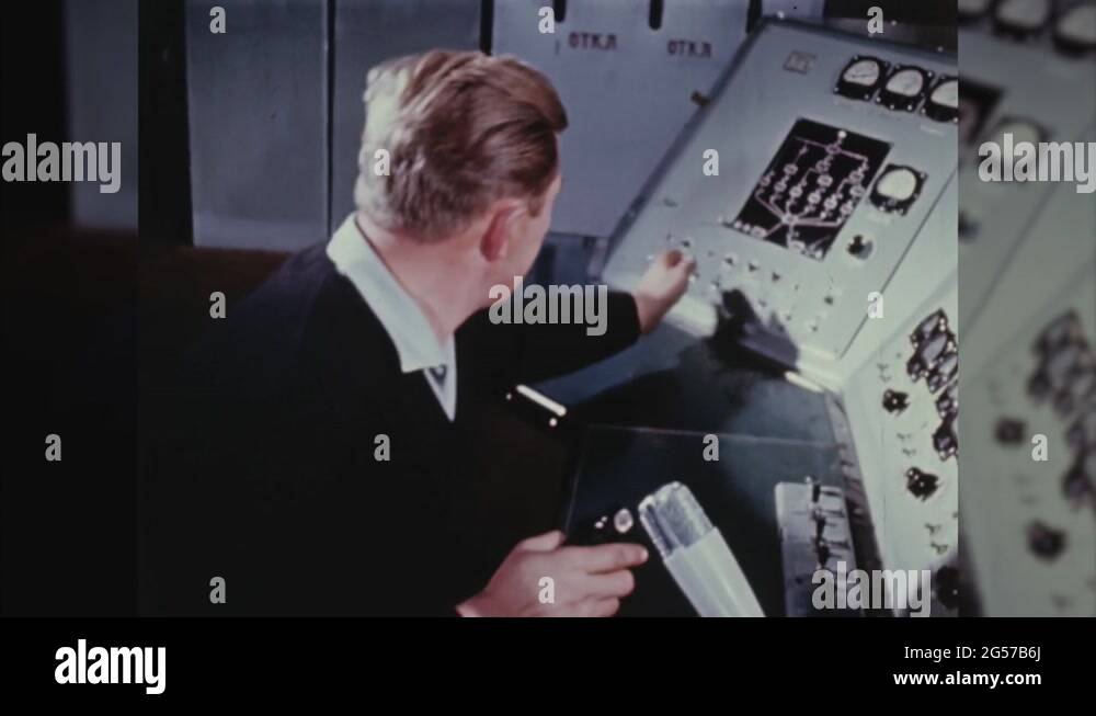 1970s Man in Control Room Command Center Giving Orders Vintage Film ...