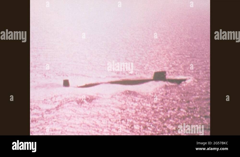 1970s: UNITED STATES: USS Whale (SSN-638) submarine travels along ...