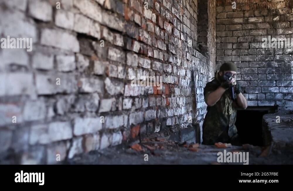 Arab soldier aiming with Kalashnikov AK-47 assault rifle Stock Video ...