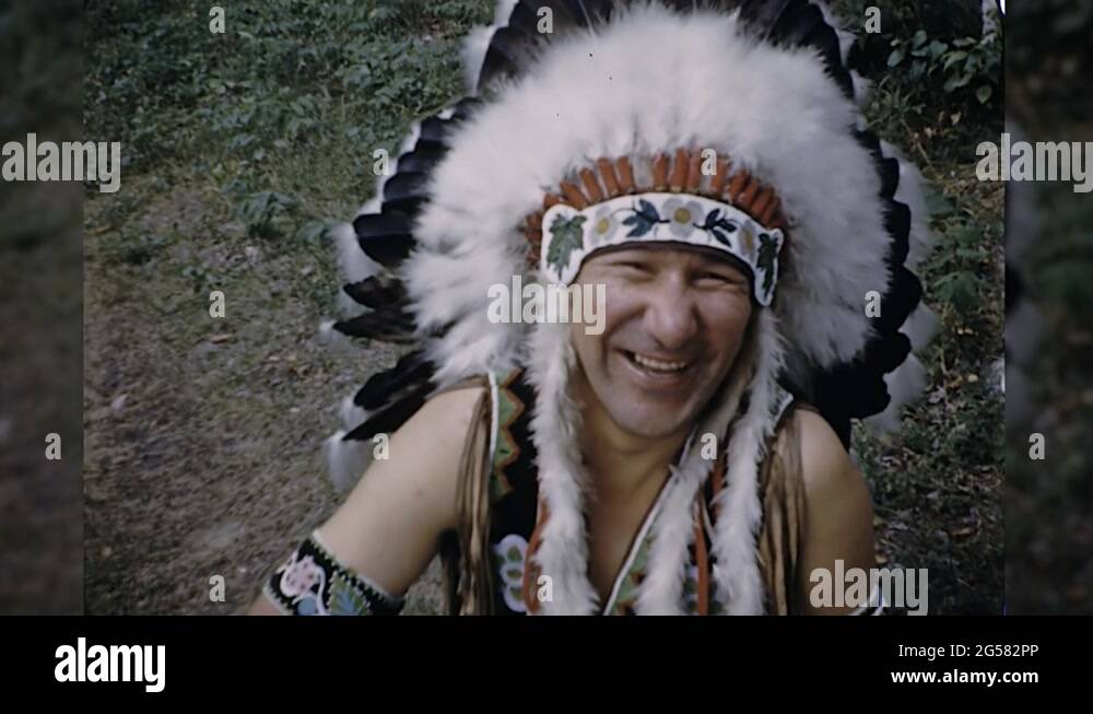 1940s Laughing Happy Native American Man Indian Man Vintage Film Old ...