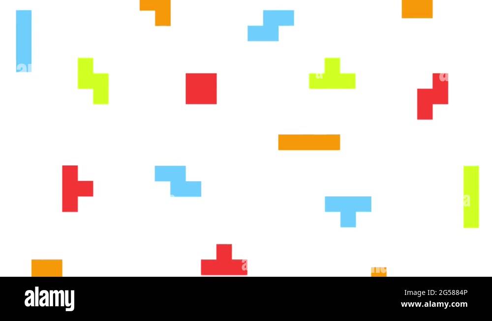 Colorful Bricks Falling Down. Animated Pixel Art Retro Arcade Game ...