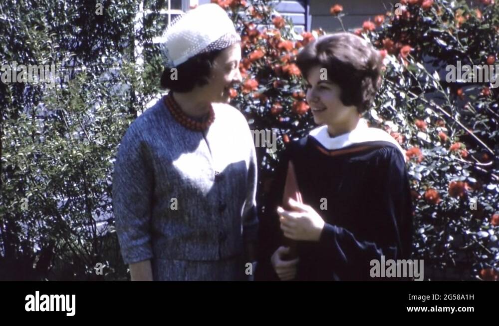 1960s Proud Young Woman Holds Diploma Mom GRADUATION Vintage Film Home ...