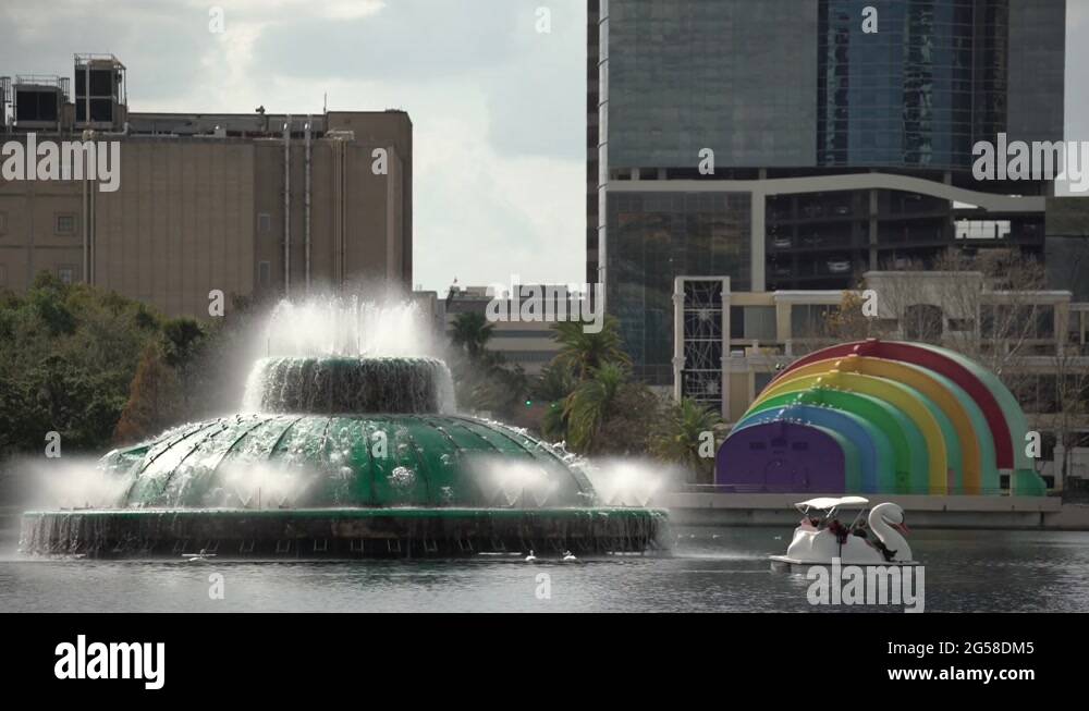 Springing fountain and the Disney Amphitheater Stock Video Footage - Alamy