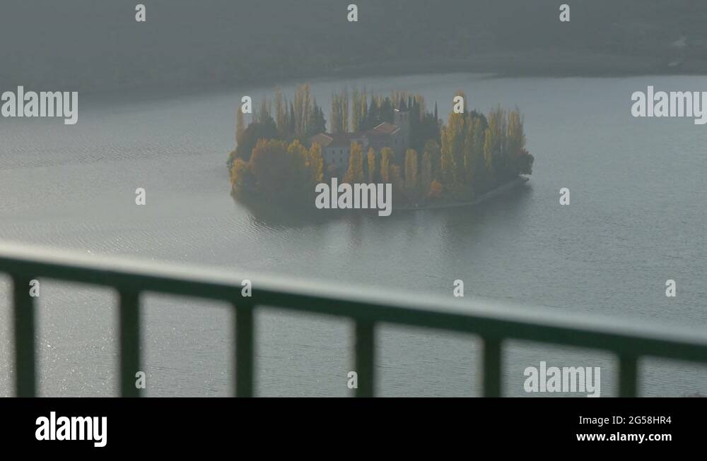 Visovac island seen above a railing Stock Video Footage - Alamy