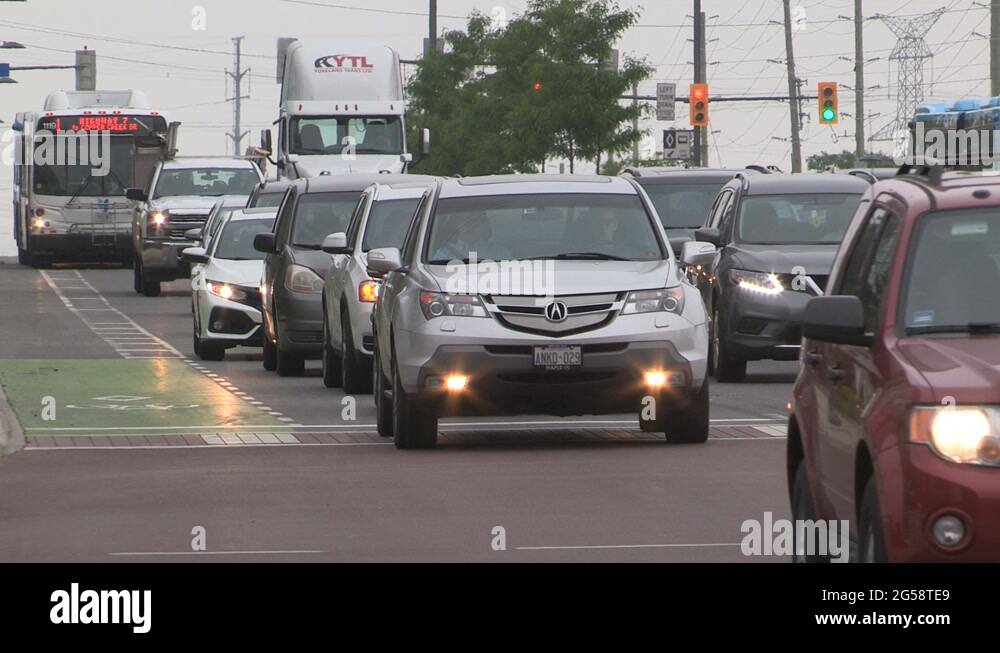 Rush hour traffic jam and gridlock in the city streets Stock Video ...