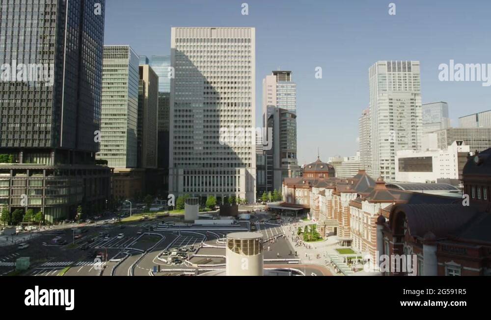 Day View of Office Buildings front of Tokyo Station Stock Video Footage ...