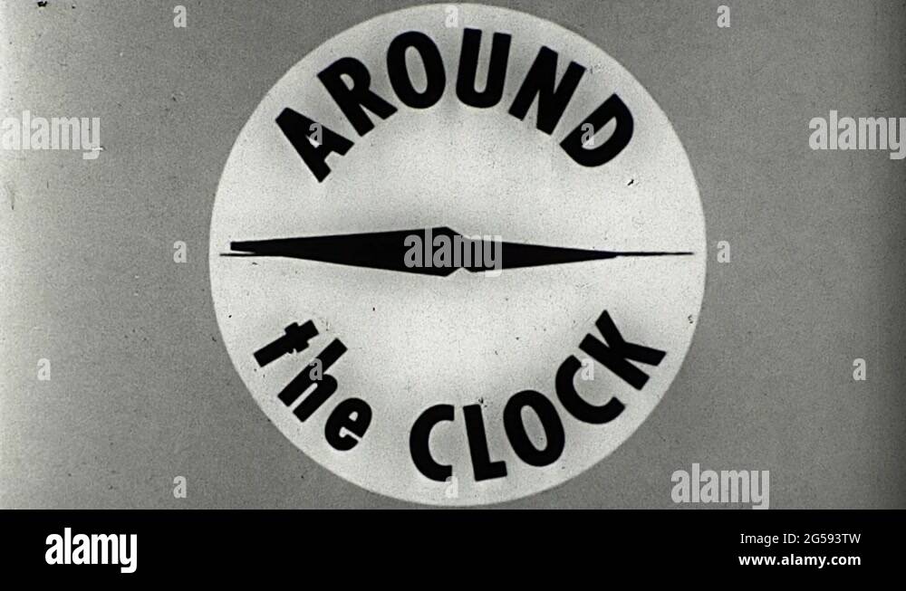 1960s Educational Film Retro Working Around the Clock Graphic Vintage ...