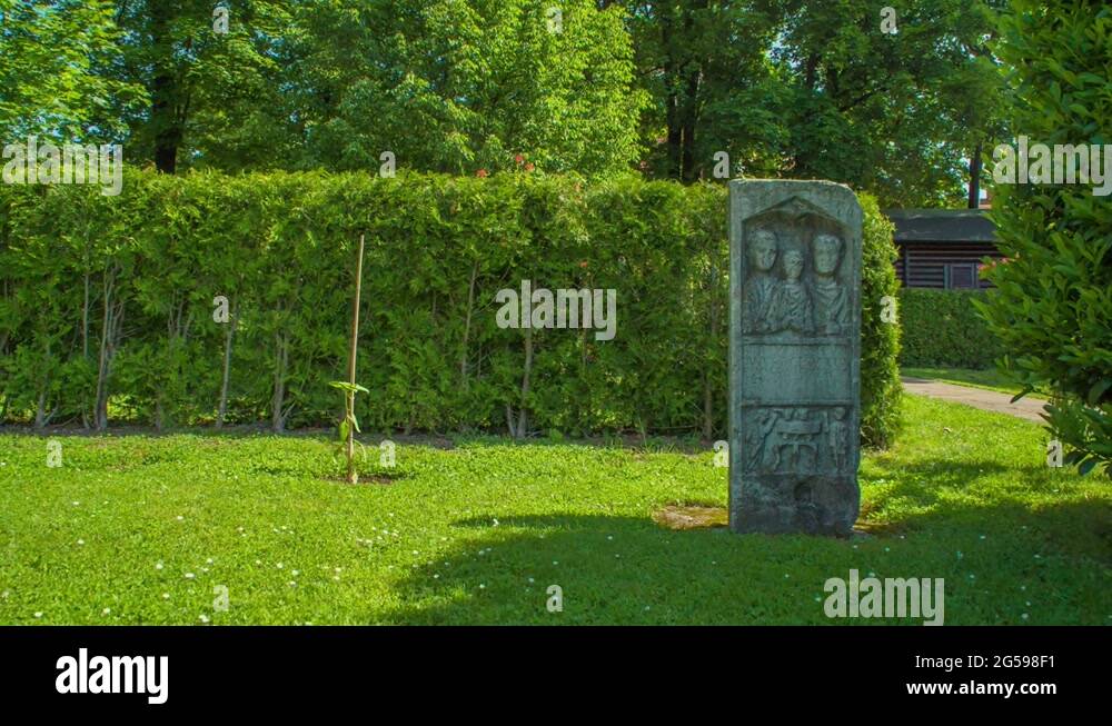 Monuments of different shapes and sizes in a Roman necropolis Stock ...