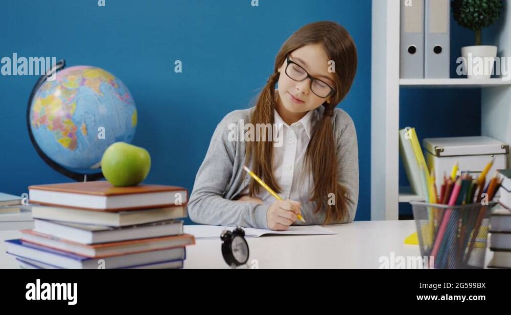 Girl desk homework pencil thinking Stock Videos & Footage - HD and 4K ...