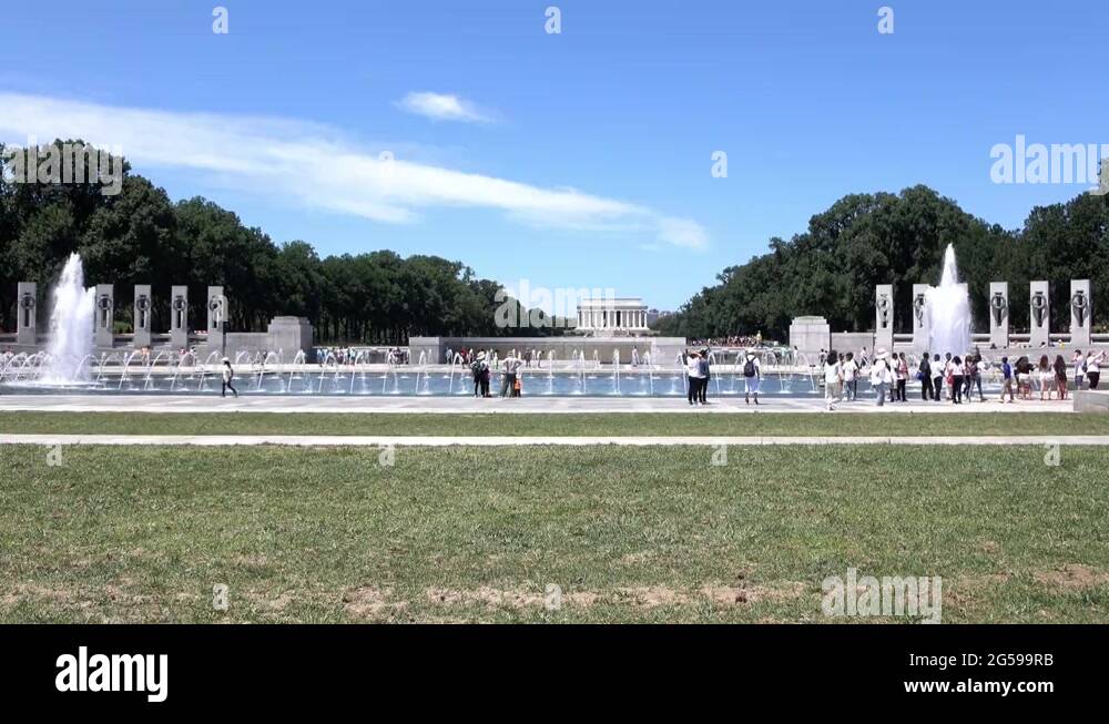 National World War II memorial landscape in Washington DC 4k Stock ...