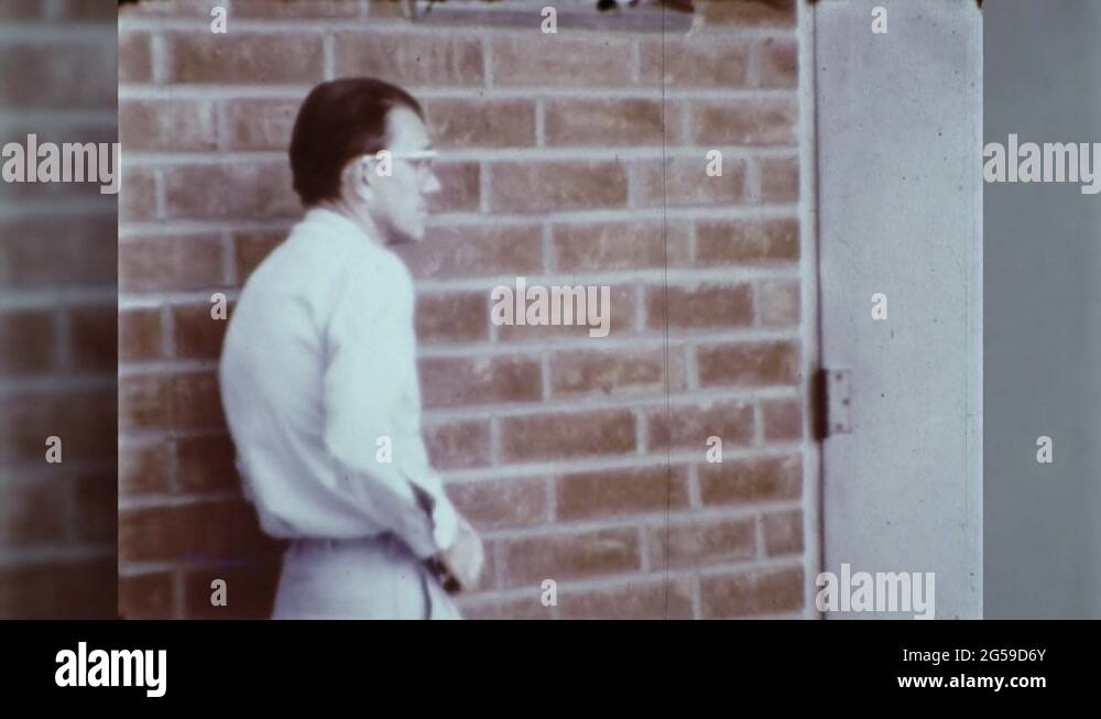 1970s Man In Prison Yard Worried Pace Cell Block Prisoner Vintage Old ...