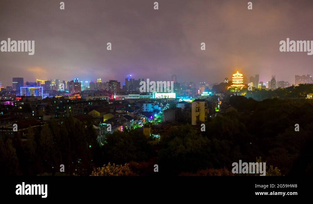 Wuhan cityscape night illuminated rooftop Stock Videos & Footage - HD ...