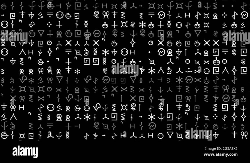 A screen of scrolling text, alien letters or code - Video Background ...