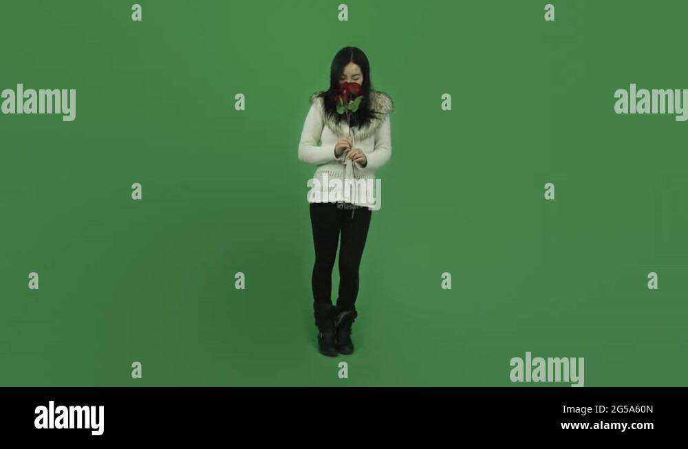 Asian girl young adult isolated greenscreen green background romance ...