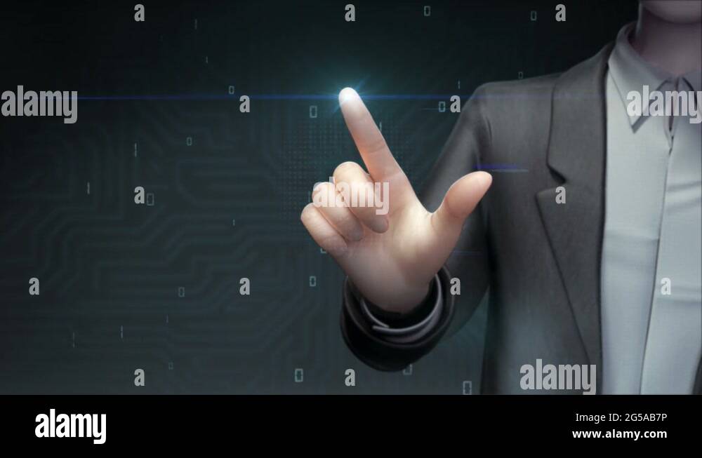 Businessman touching screen in digital interface background 4K size ...