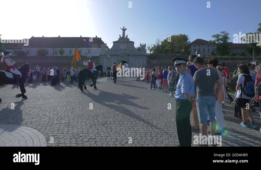Crowd witnessing a medieval parade Stock Video Footage - Alamy