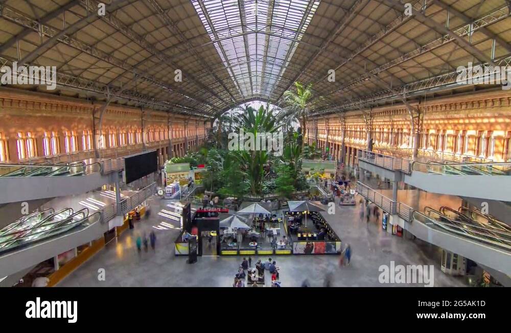Tropical green house timelapse, location in 19th century Atocha Railway ...