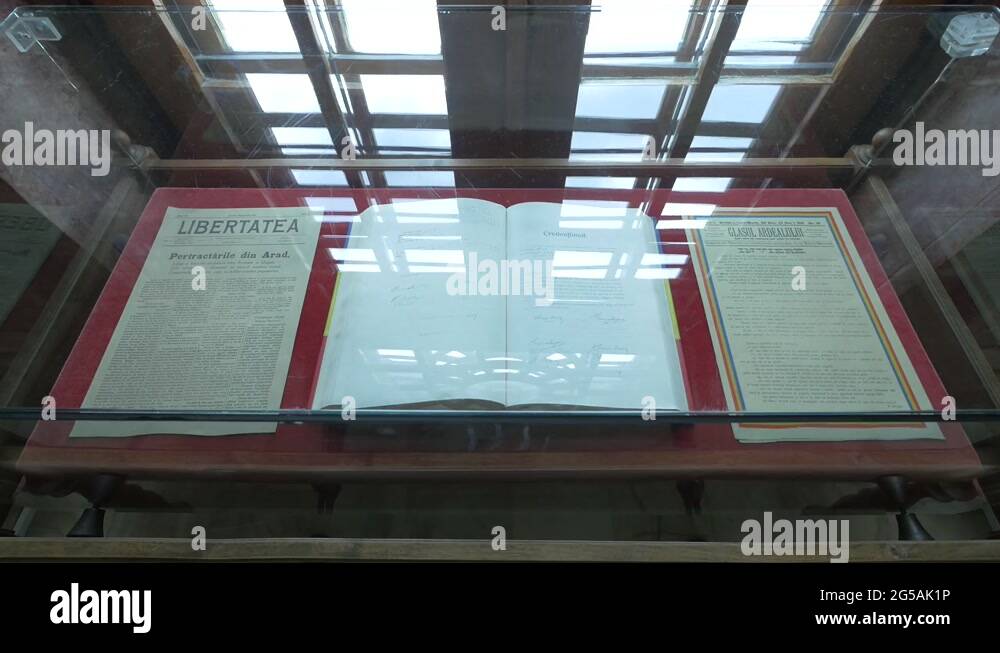 Old Romanian documents and newspaper in a showcase Stock Video Footage ...