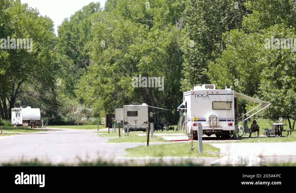 RV campground at Cherry Creek State Park Stock Video Footage - Alamy