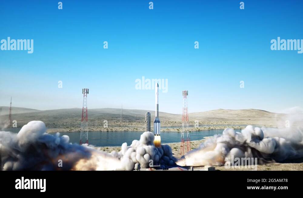 Rocket launch animation. Daylight. Space launch system. Realistic 4k ...