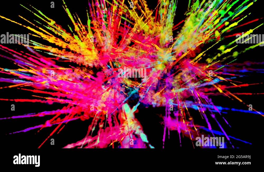firework of paint, explosion of colorful powder isolated on black ...