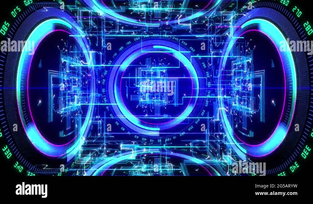 4K Futuristic technological interface background, seamless loopable ...