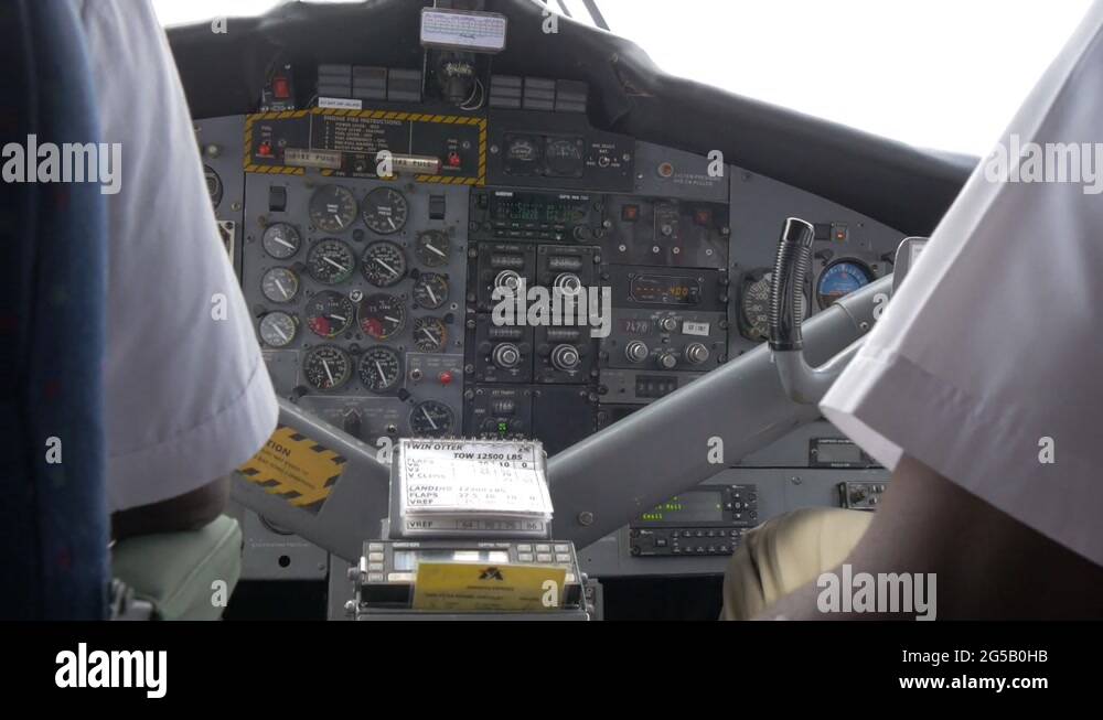 Pilot and co-pilot inside the airplane cockpit Stock Video Footage - Alamy