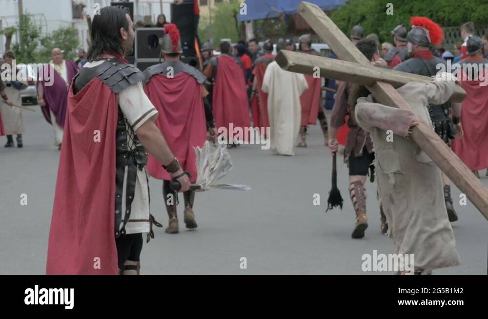 Jesus carrying the cross Stock Video Footage - Alamy