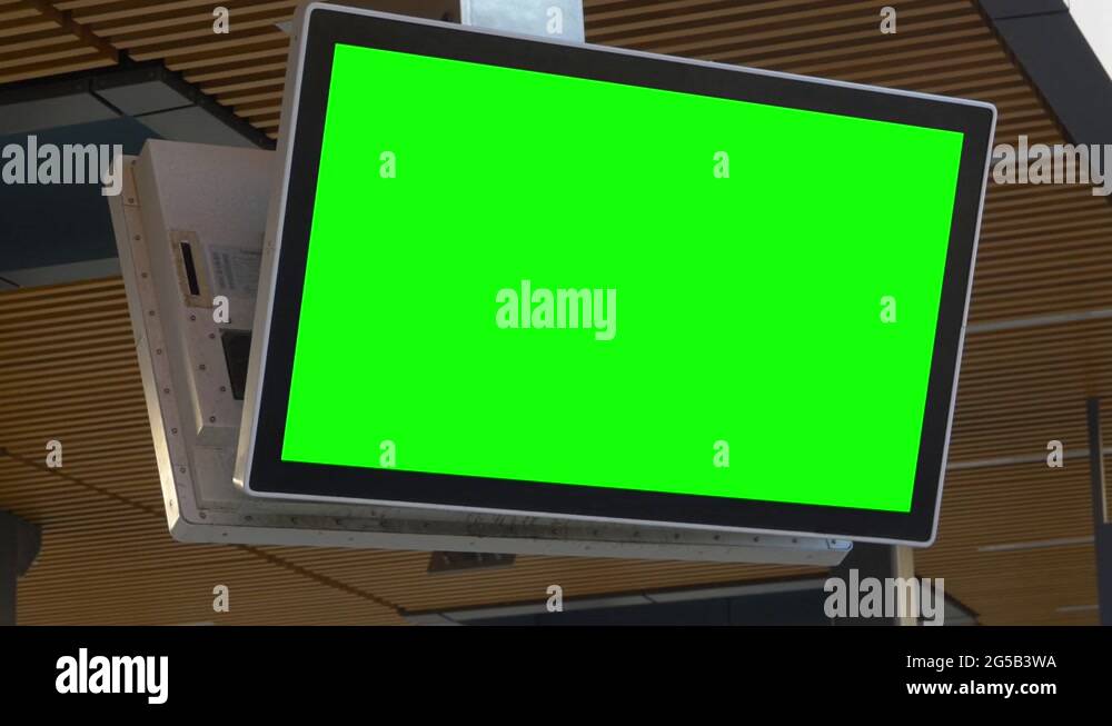 Empty Overheard Digital Video Screen, Roof LCD Panel, Green Chroma Key ...