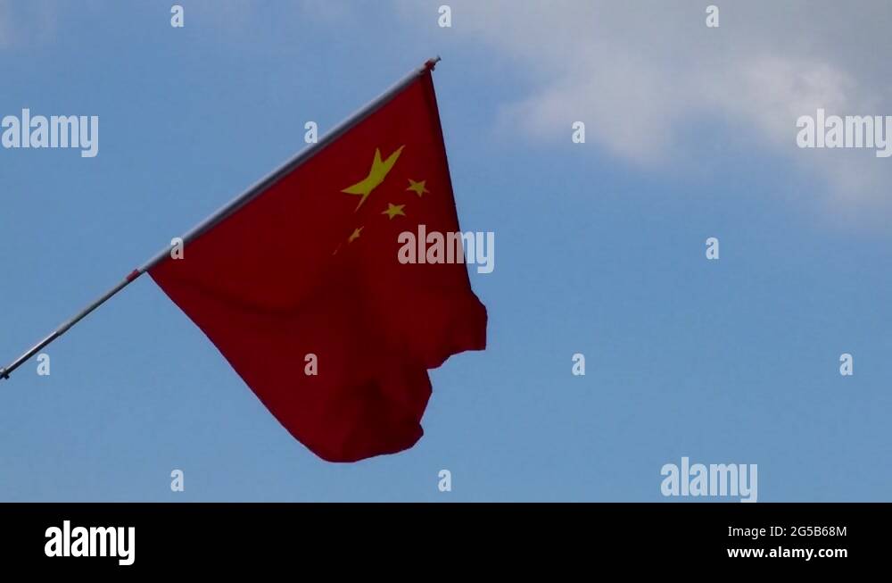 Five star red flags and lanterns hung on the streets during China's ...