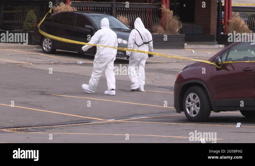 Police officers at crime scene of nightclub shooting Stock Video ...