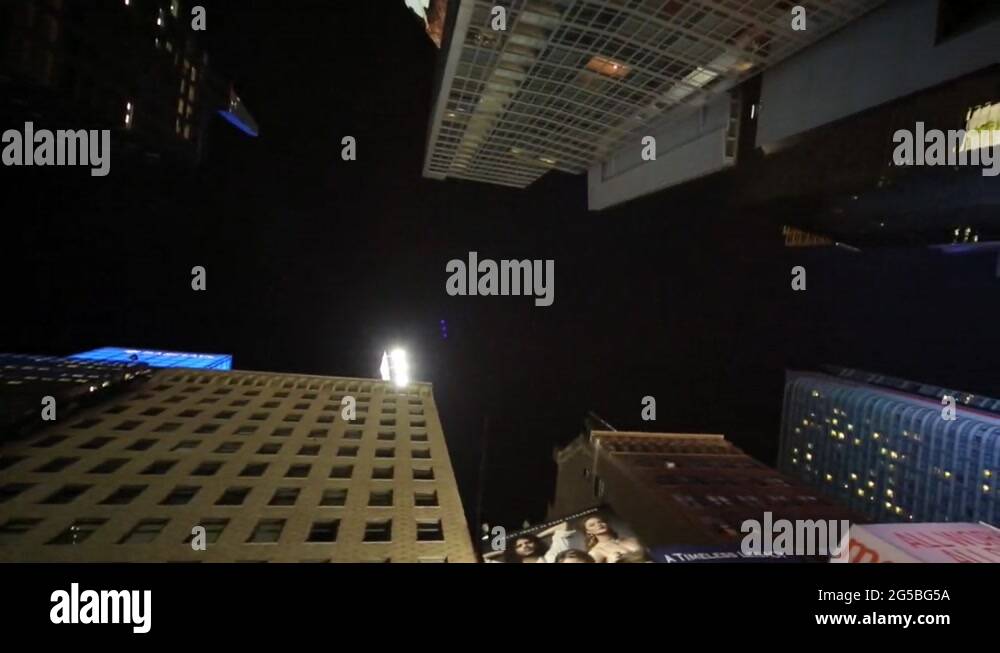 Skyscraper buildings from below in Times Square New York Stock Video ...