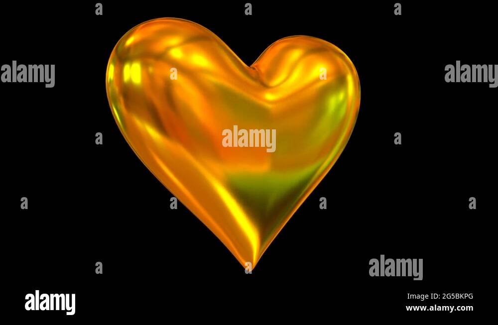 Animated glossy gold heart spinning against transparent background in ...