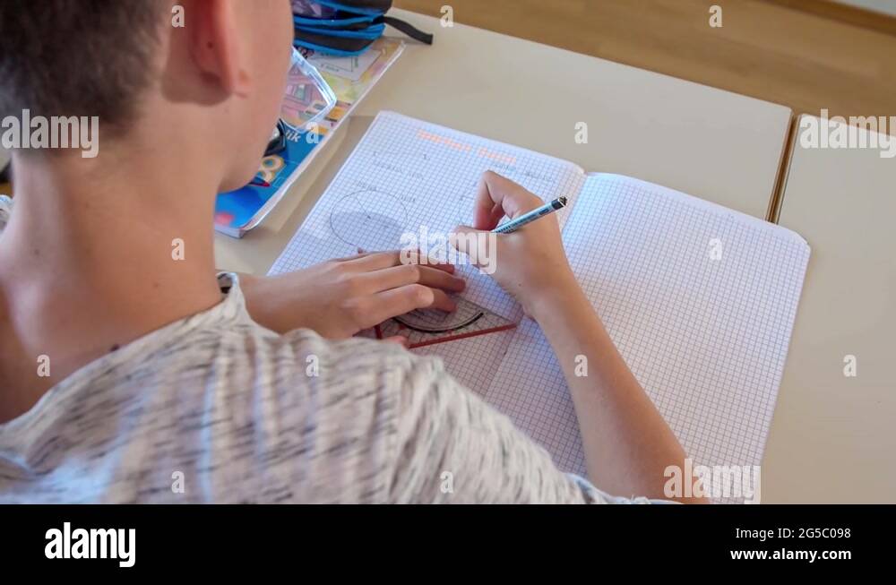 Using a ruler and a pencil to draw a straight line Stock Video Footage ...