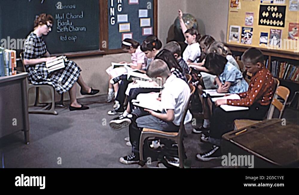 1960s Child School Classroom Students Answer Question Teacher Vintage ...