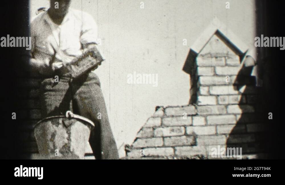 EDINBOURGH SCOTLAND-1952: Black And White Video Of Bricklayers Laying ...