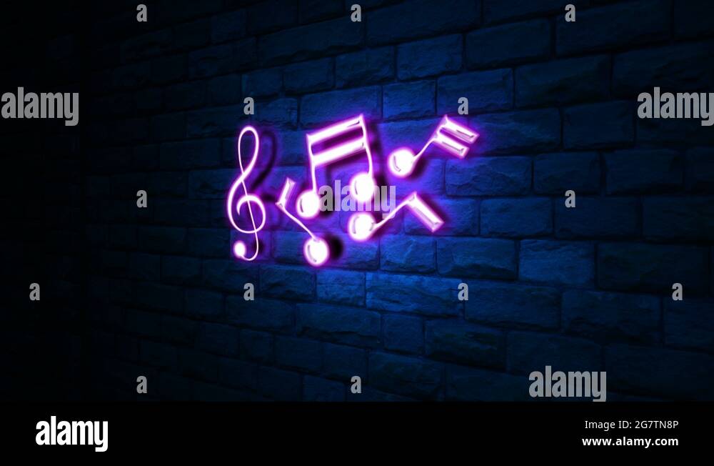 Music Notes Neon Light Stock Video Footage - Alamy