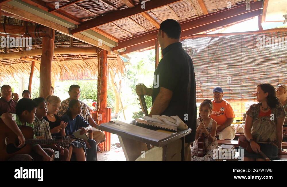 Locals at Community Gathering in Open Air Traditional House - PALAU ...