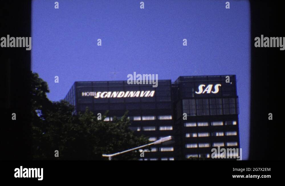 STOCKHOLM SWEDEN-1975: Panoramic View Of Commercial Buildings And Blue ...